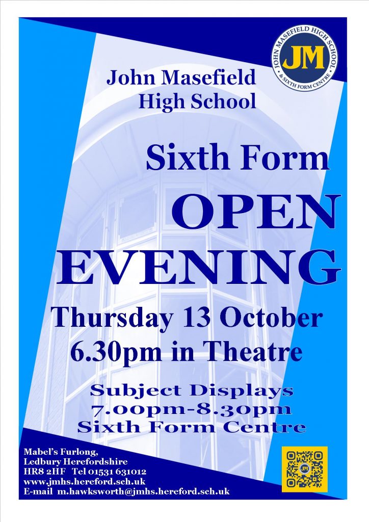 Invitation to Sixth Form Open Evening - John Masefield High School